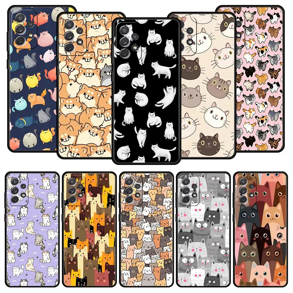 Cartoon-Cats-Background-Phone-Case-For-Samsung-Galaxy-A51-A71-A41-A31 ...