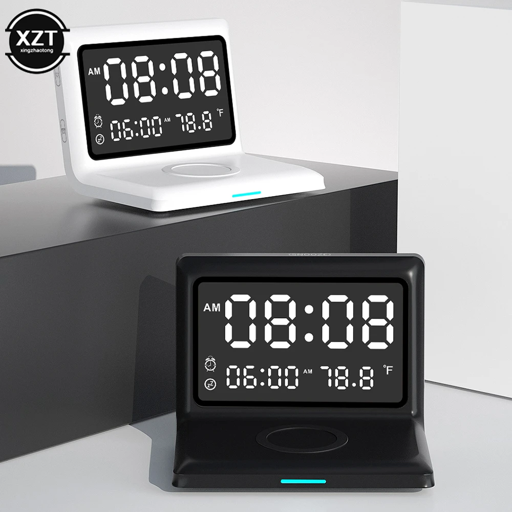 Led inteligente despertador tempo display de temperatura carregador sem ...