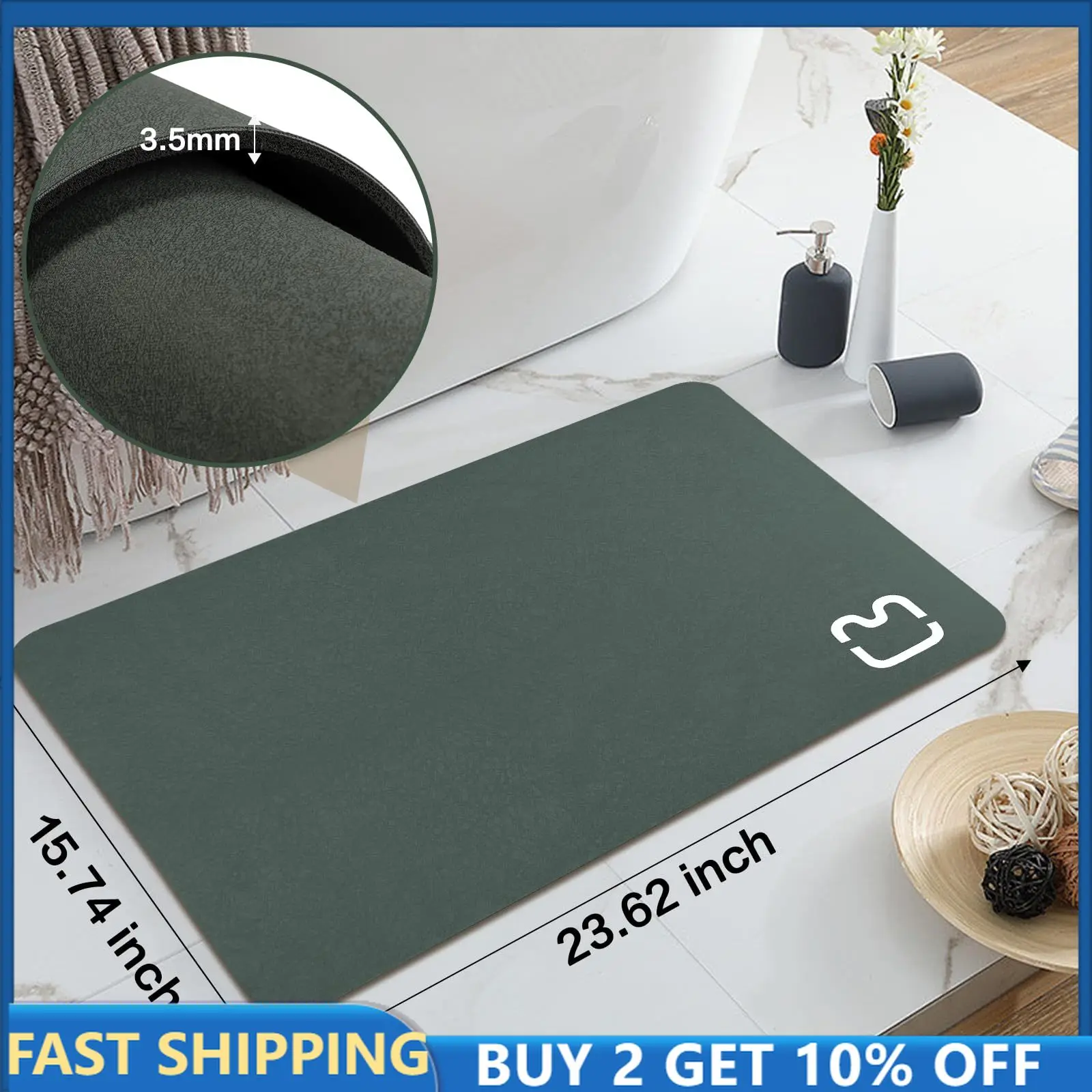 Diatomite-Rug-Diatom-Mud-Pad-Bathroom-Bath-Mat-Super-Absorbent-Shower ...