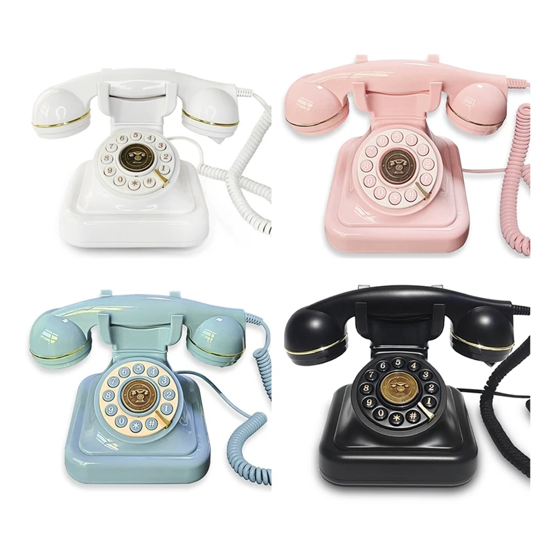Retro-Style-Wired-Dial-Telephone-Plug-In-Home-Fixed-Landline-Antique ...