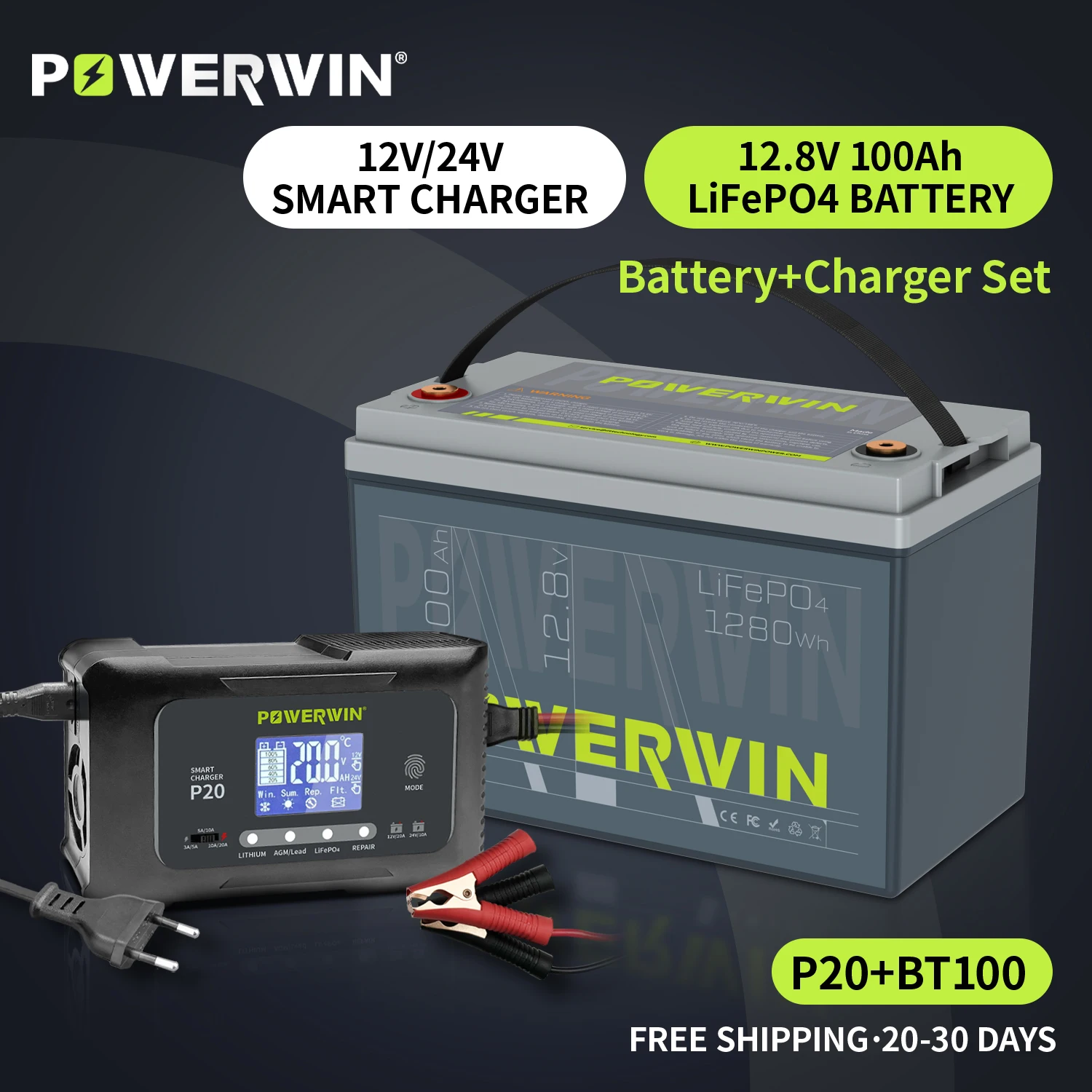 POWERWIN-BT100-12V-100Ah-1280Wh-LifePO4-Build-in-BMS-P20-Battery-Smart ...