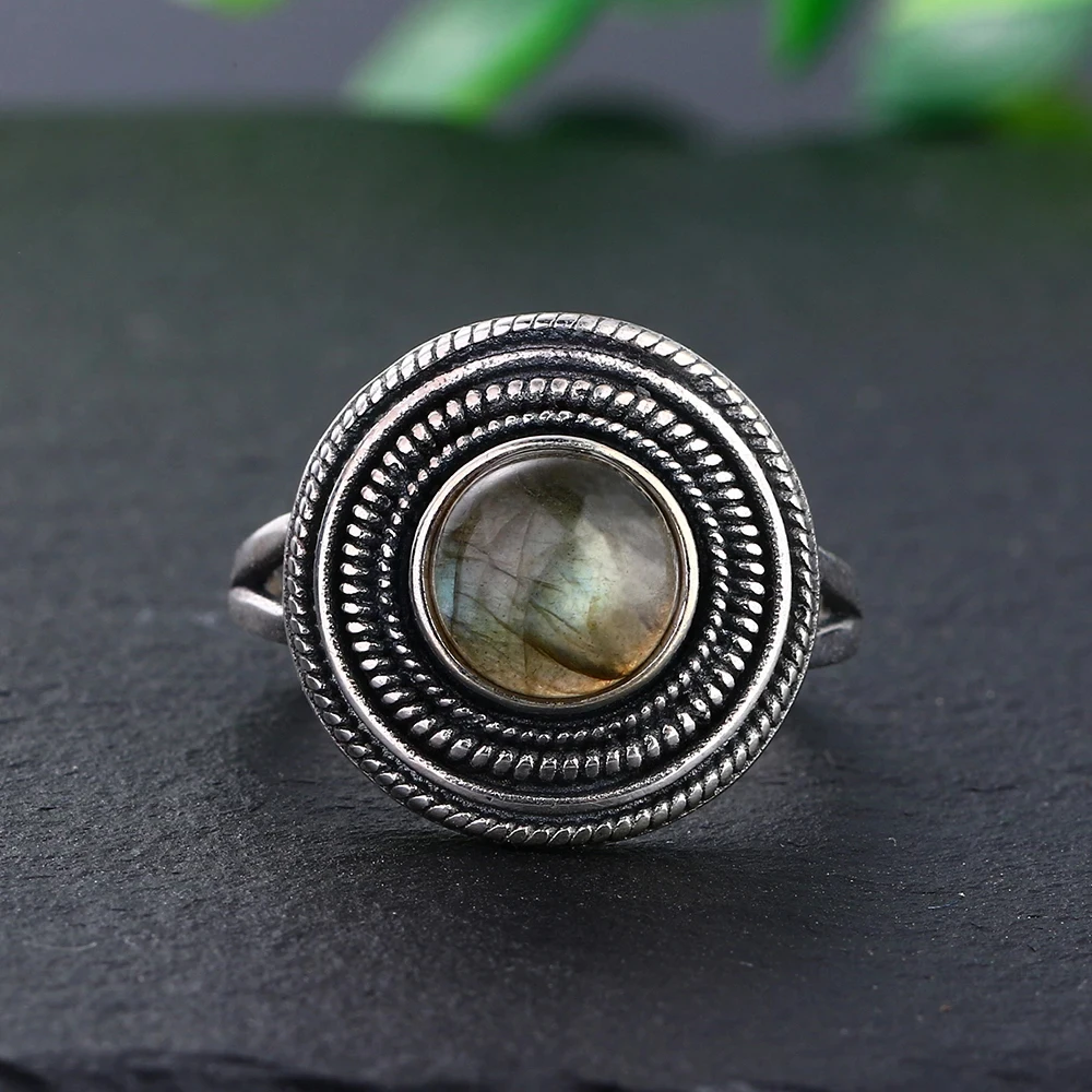 Round-8MM-Natural-Labradorite-Rings-Women-s-Gemstone-S925-Sterling ...