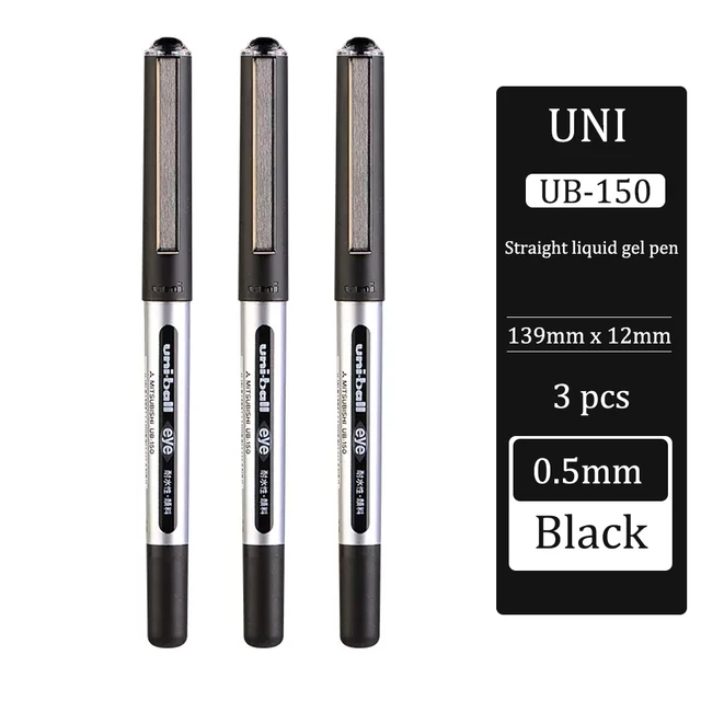 Japan UNI Three Gel Pen Set UB-150 Large Capacity Straight Liquid ...
