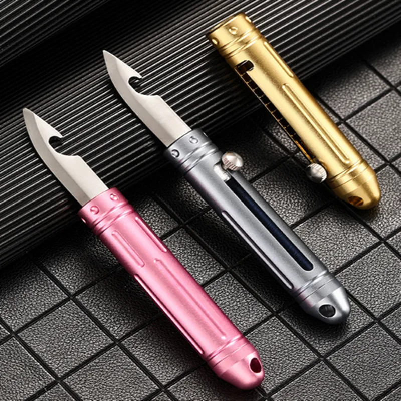 Unpacked-Mini-Brass-Knife-Portable-Pocket-Knife-Push-Pull-Automatic ...