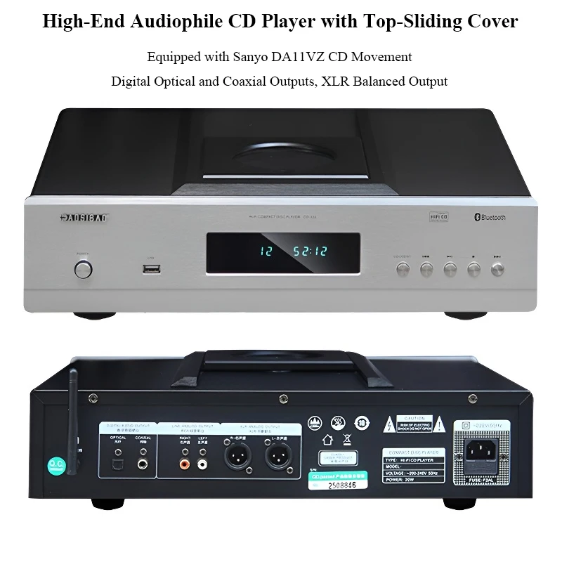 Lossless HIFI CD Player with Top Loading ES9038Q2M DAC Bluetooth 50 ...