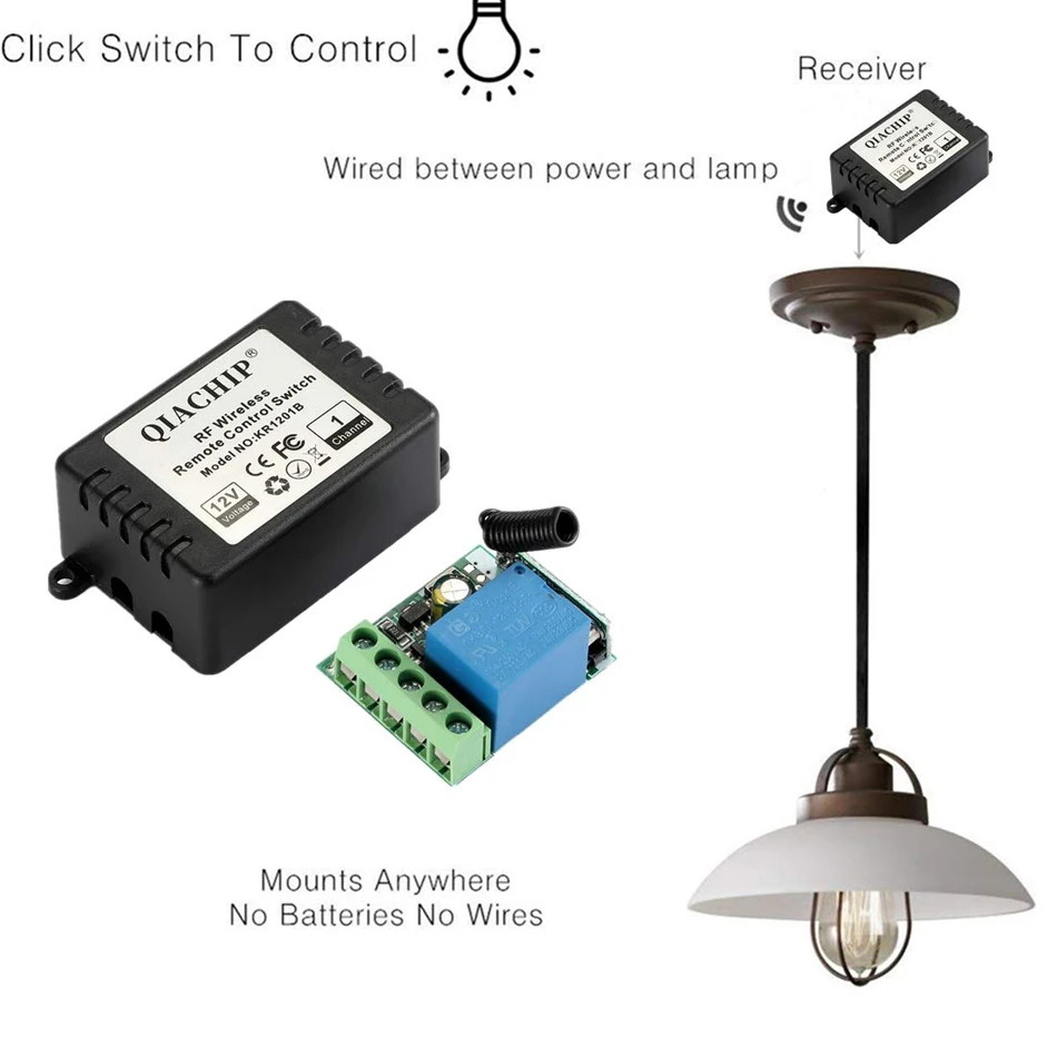 Dc 12v 1ch 433mhz Rf Wireless Relay Remote Control Light Momentary ...