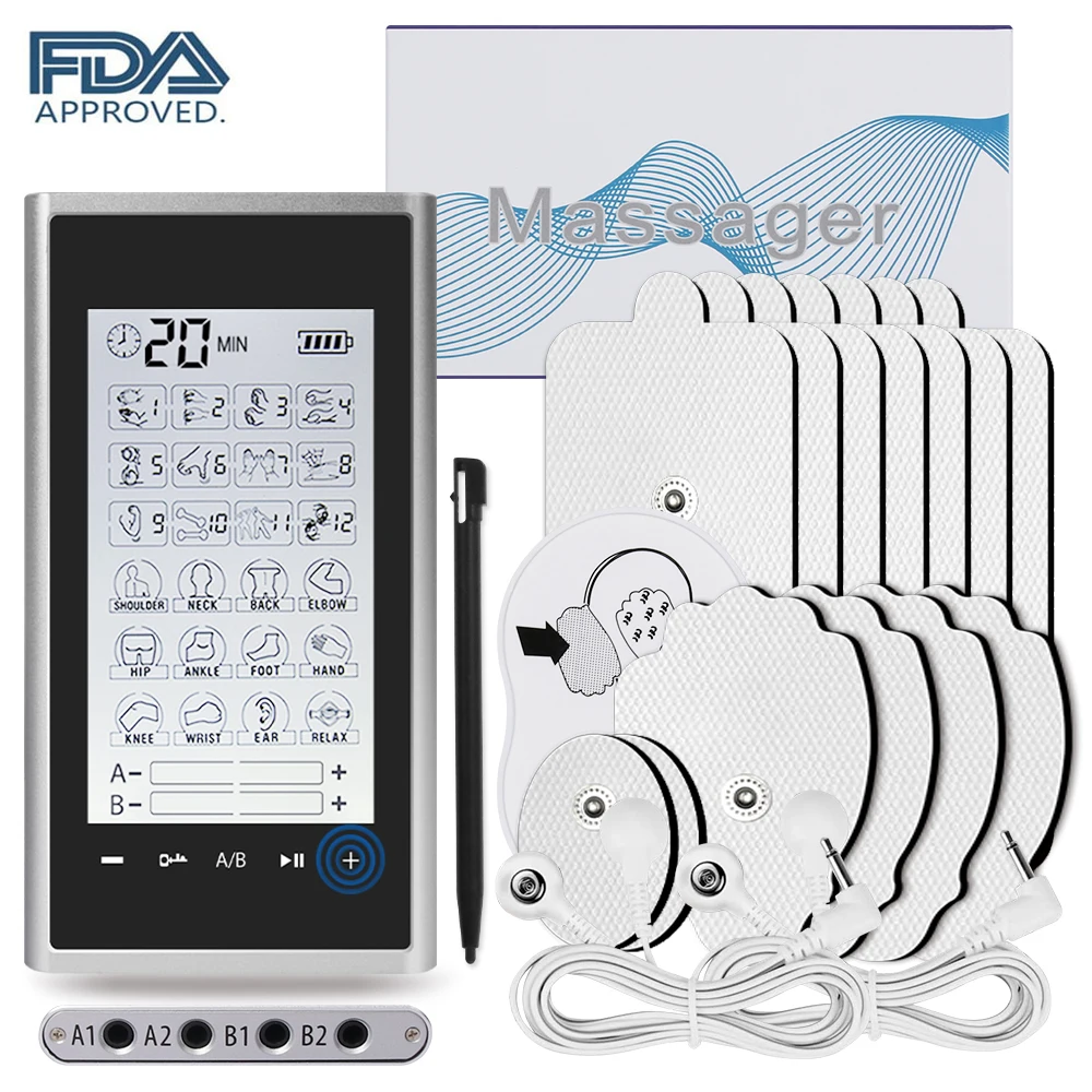 4-Output-Channel-Tens-Muscle-Stimulator-24-Mode-Electric-EMS ...