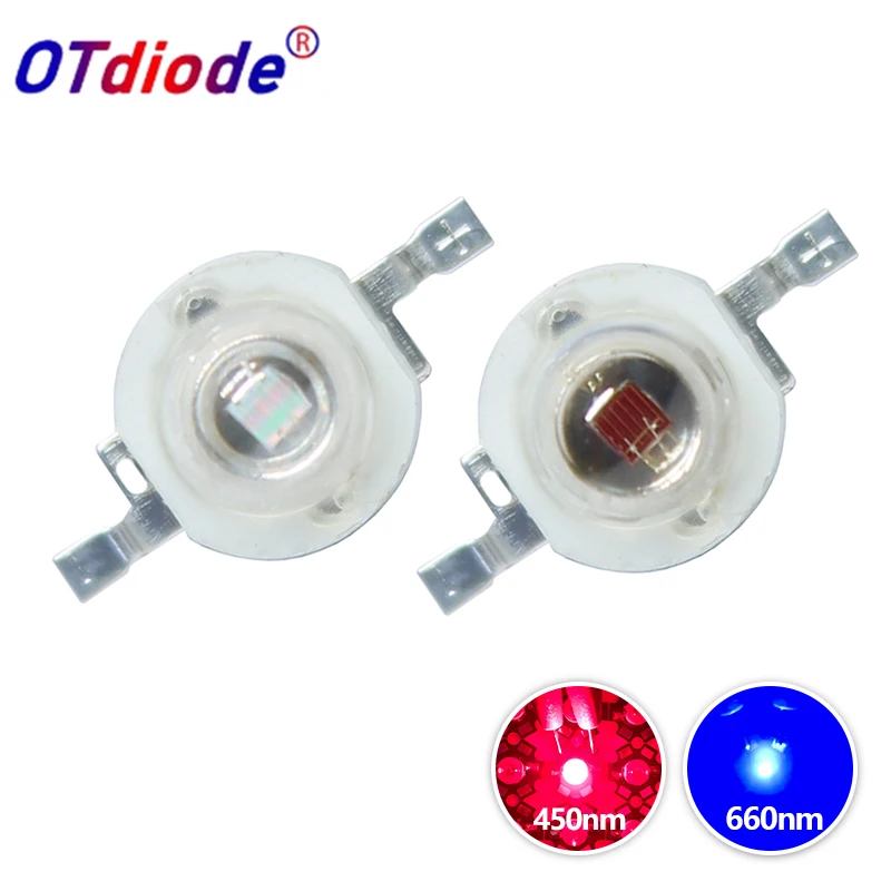 100pcs LED 1W 3W 440NM 450nm Royal Blue 660nm Deep Red High Power Chip ...