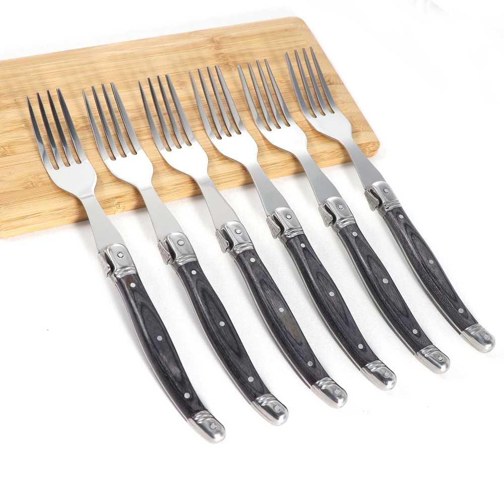Jaswehome-Stainless-Steel-Laguiole-Forks-Set-Carving-Fork-Grey-Pakka ...
