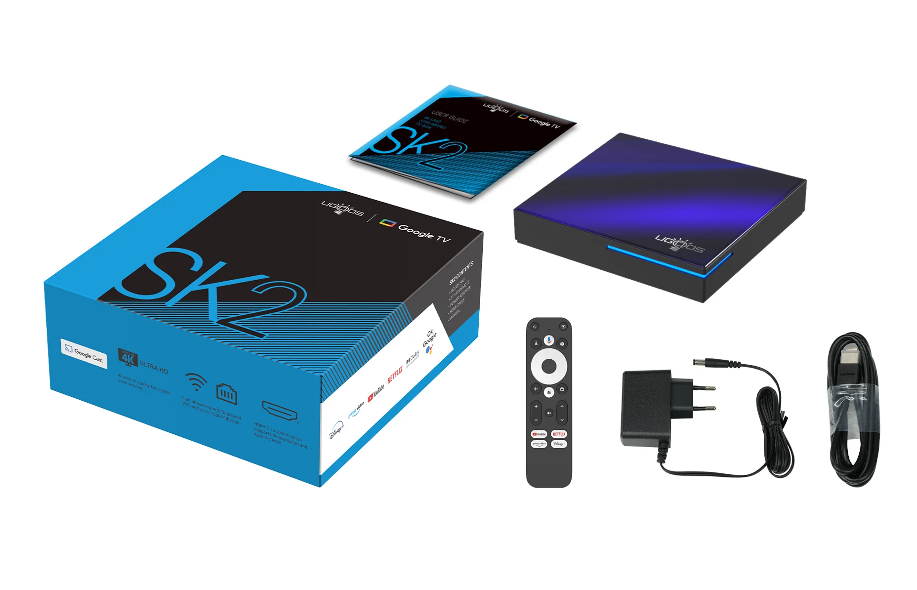 Ugoos SK2 Smart TV Box Google TV Realtek RTD1325 4 ГБ 32 ГБ WIFI6 BT5.2 4K Телеприставка Google ...