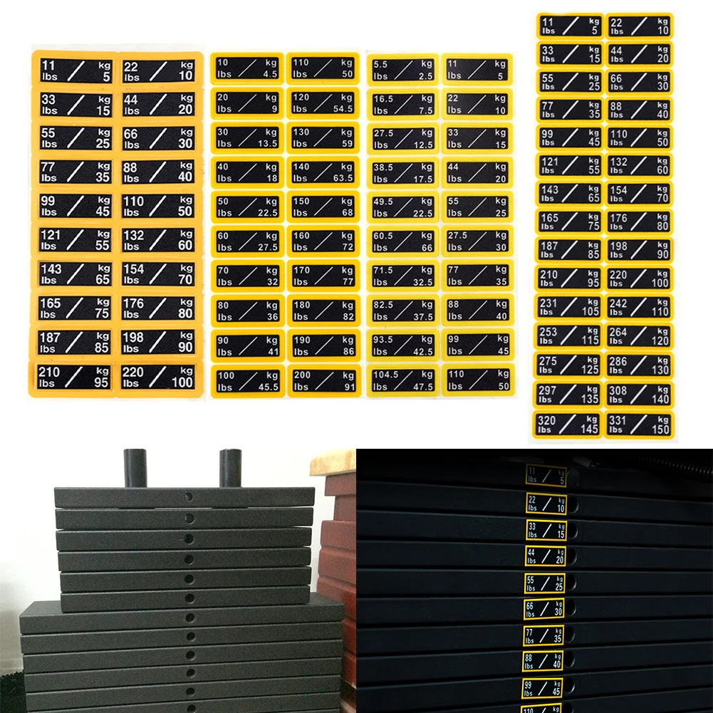 Fitness Equipment Weight Stickers 2.5-50/5-100/5-150kg 10-100lb Stack ...