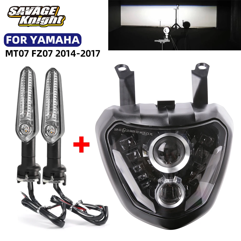 For YAMAHA MT07 LED Headlight 2014-2017 FZ07 FZ MT 07 High Low Beam ...