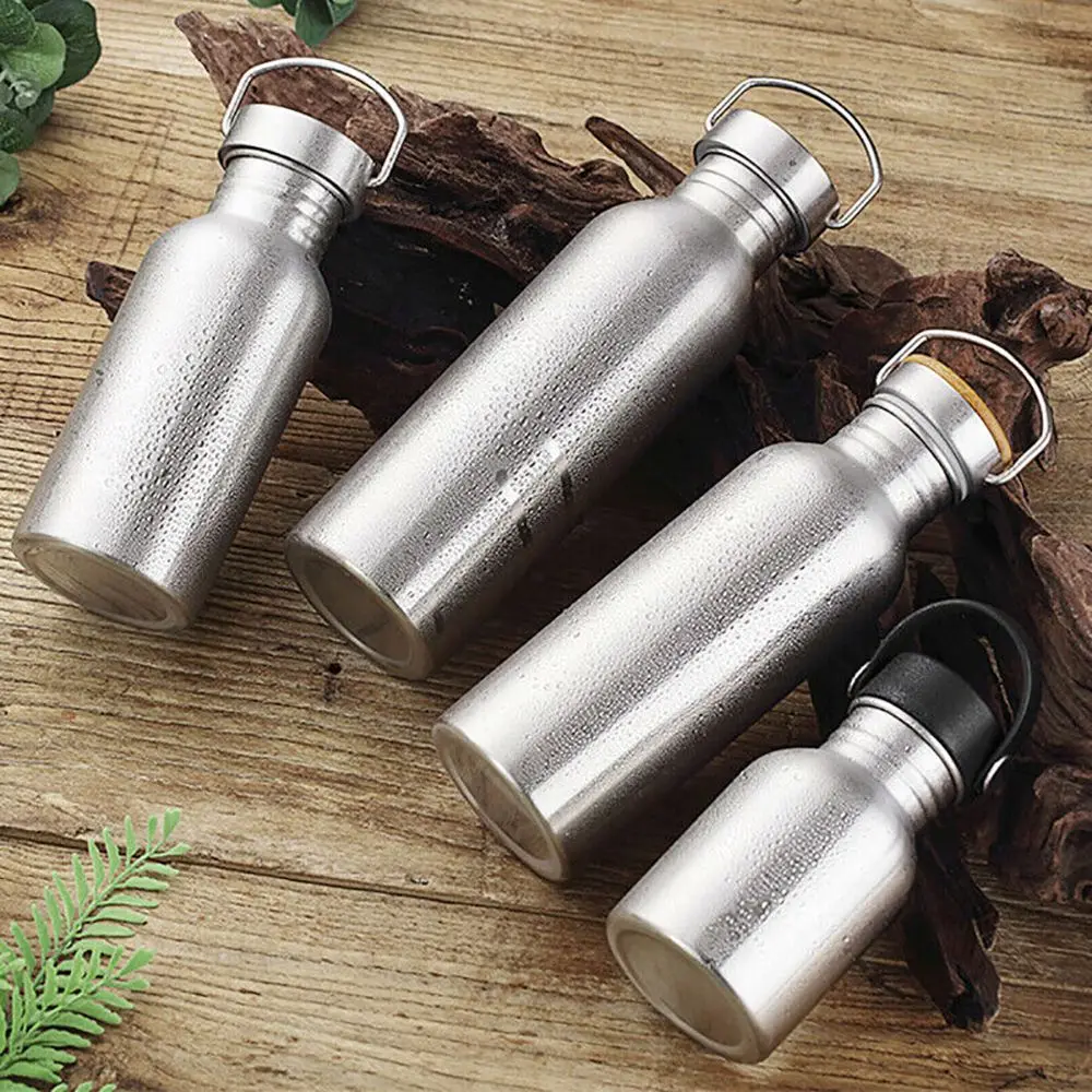 Stainless-Steel-Bicycle-Water-Bottle-Sports-Fitness-Single-Walled-Leak ...