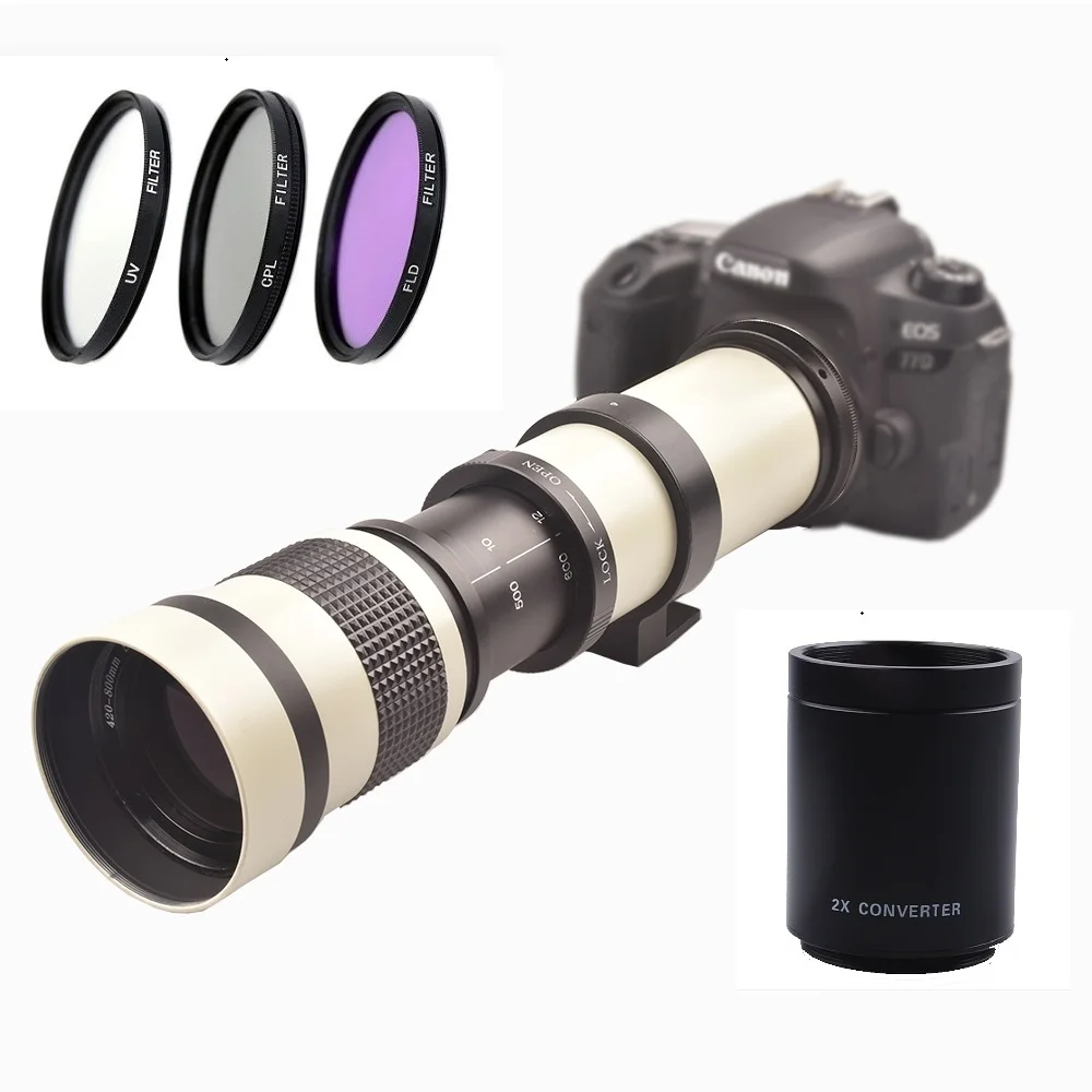 Lightdow 420 800mm MF Super Telephoto Zoom Lens F/8.3 16 T Mount + UV ...