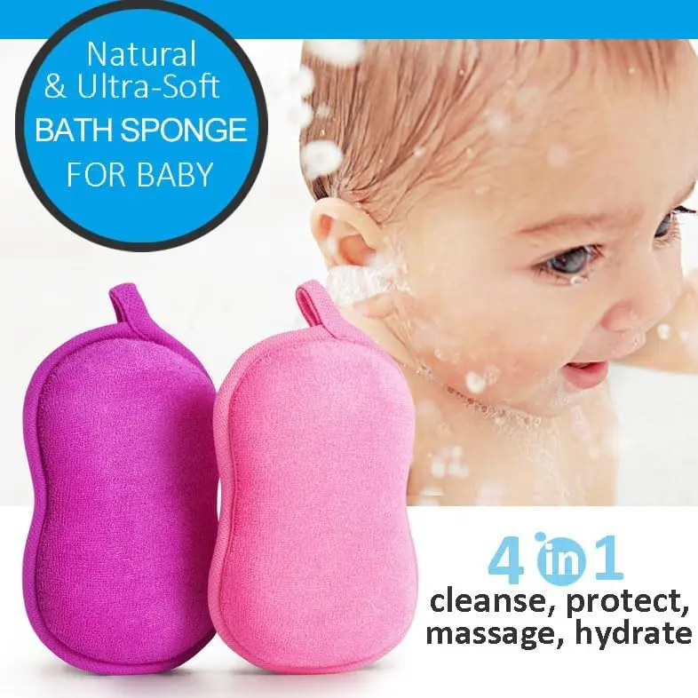 2Pcs Natural Baby Bath Sponge - Ultra Soft Baby Sponge for Bathing ...