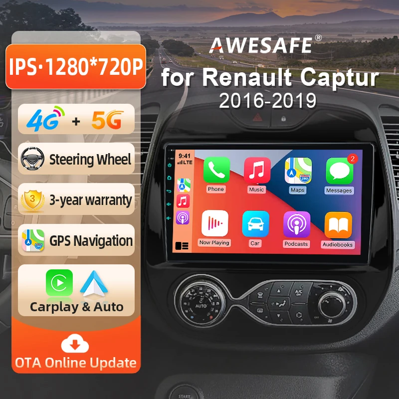 Radio AWESAFE inalámbrica CarPlay Android Auto para Renault Kaptur ...