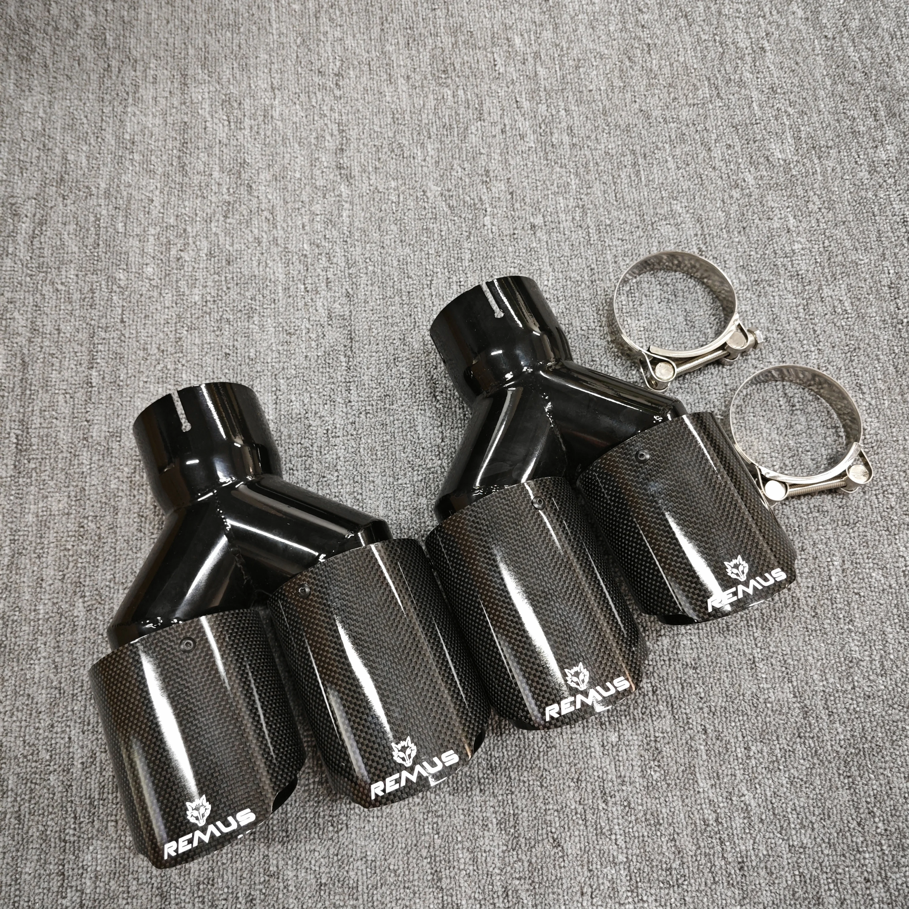 Remus-1Pcs-Car-Modification-Universal-Dual-Glossy-Black-Automobile ...