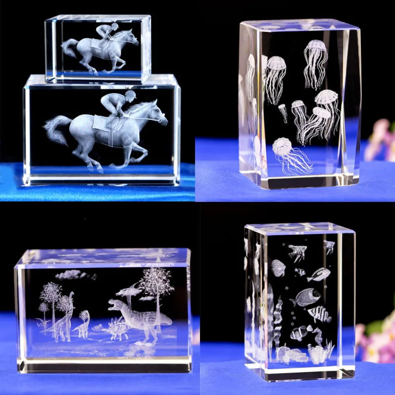 Mini K9 Crystal 3D Art Sculpture engraving Cube Ocean land Animal ...