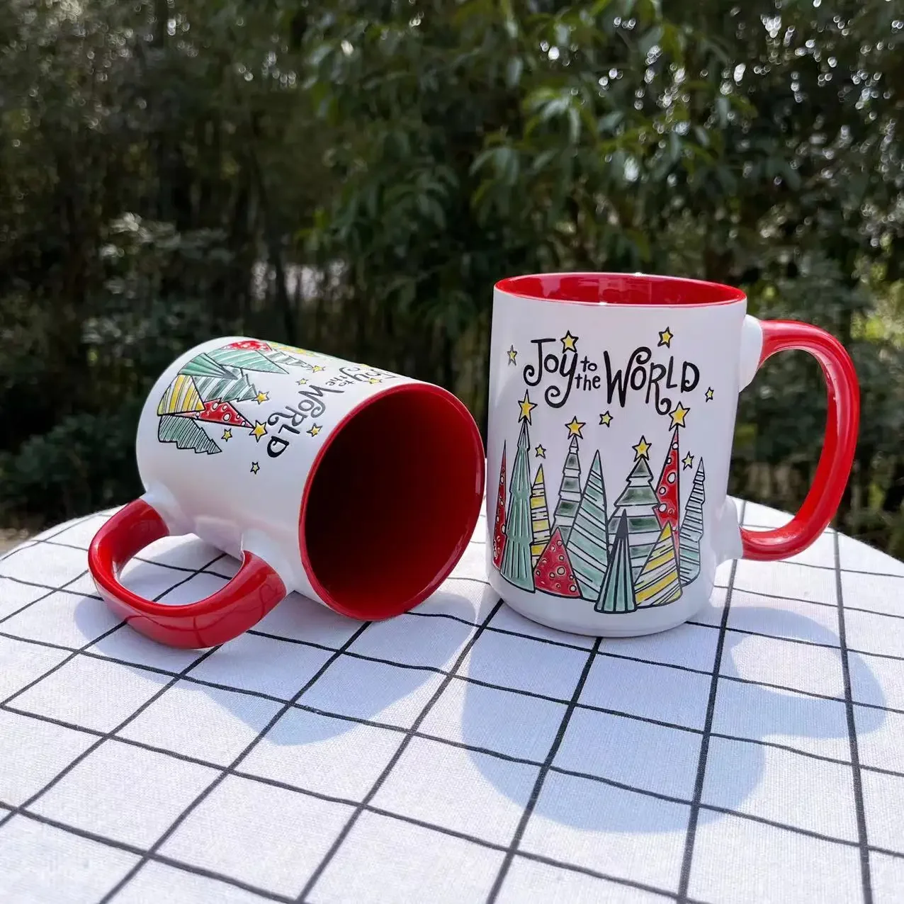 Kerstboom-Keramische-Mok-Hand-Getekend-Reli-f-Cartoon-Creatieve ...
