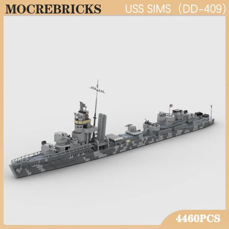 World War II Warships Series US Navy Destroyers USS Sims (DD-409 ...