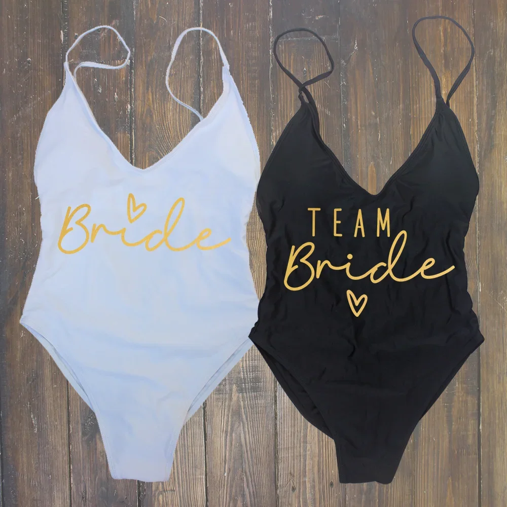 S-XL-Padded-Swimsuit-Team-Bride-Bride-Female-One-Piece-Bathing-Suit ...