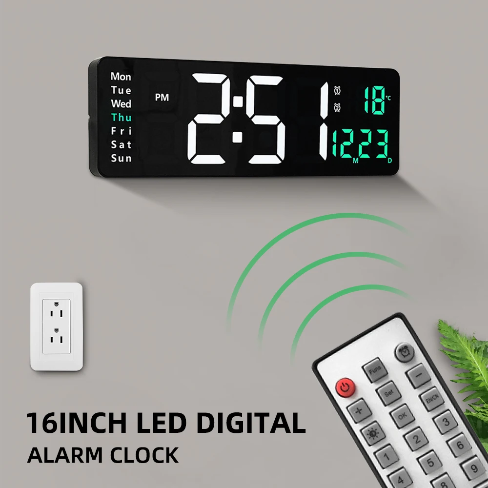 Digital-Wall-Clock-Wall-mounted-Large-LED-Clocks-Remote-Control-Temp ...