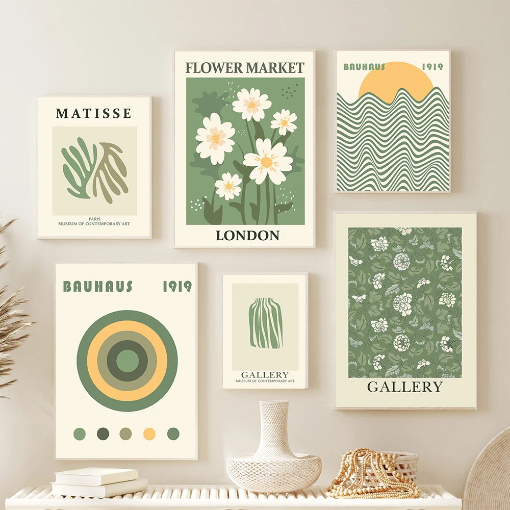 Sage Green Matisse Flower Market Poster Bauhaus Sunset Art Canvas ...