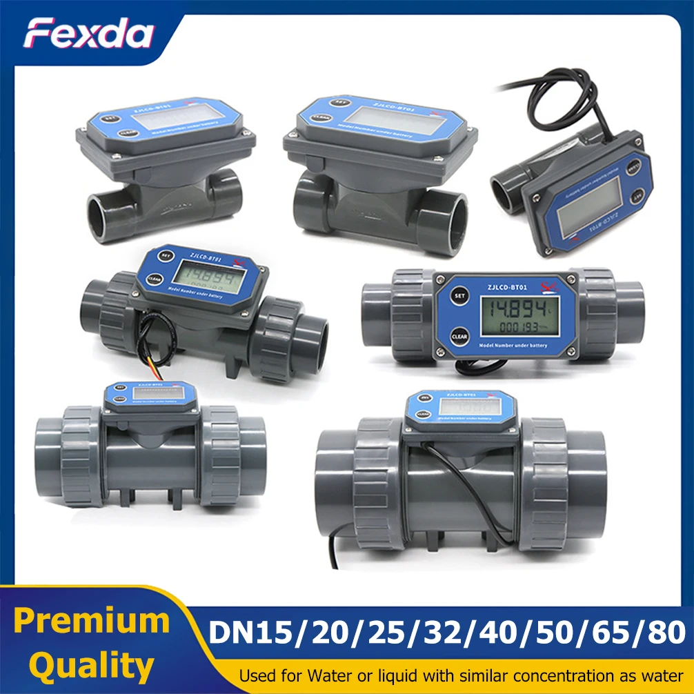 Wired Pipeline Digital Flow Meter DN15-DN80 LCD Display Flowmeter with ...