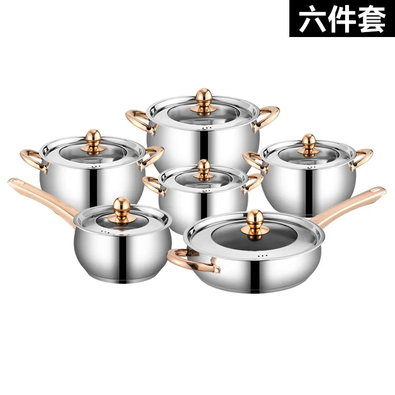 Thick Stainless Steel Belly Shaped Soup Pot With Glass Cover Non Stick ...
