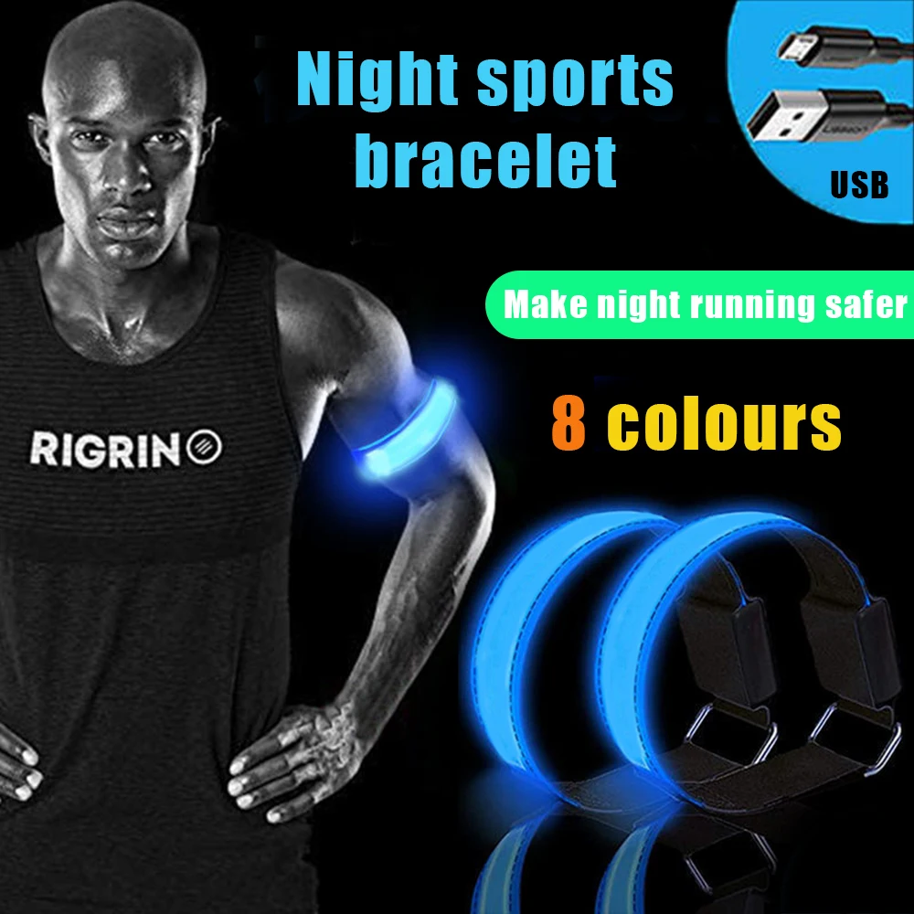 USB-Charging-LED-Luminous-Night-Running-Armband-Bracelet-Luminous-Arm ...