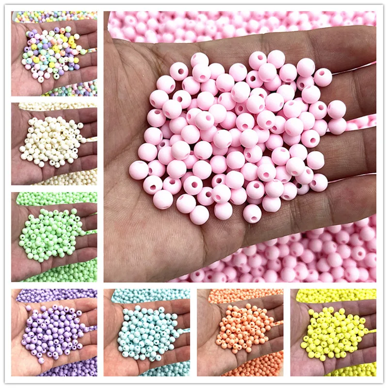 6mm 8mm 10mm Round Acrylic Matte Beads Loose Spacer Beads for Jewelry ...
