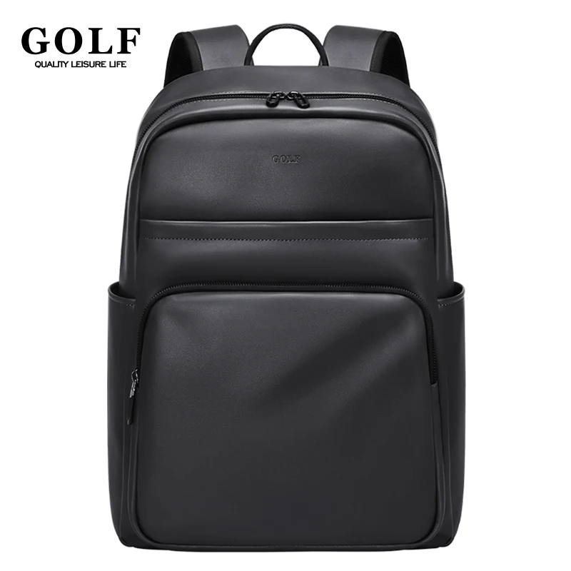 GOLF-Leather-Backpack-Business-Men-Black-15-Inch-Laptop-Waterproof ...