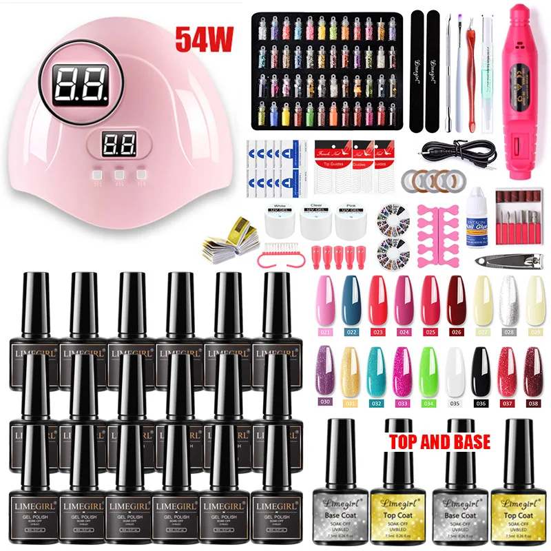 Poly-Nail-Gel-Glitter-Polish-Set-Gel-completo-do-prego-Kit-de-extens-o ...