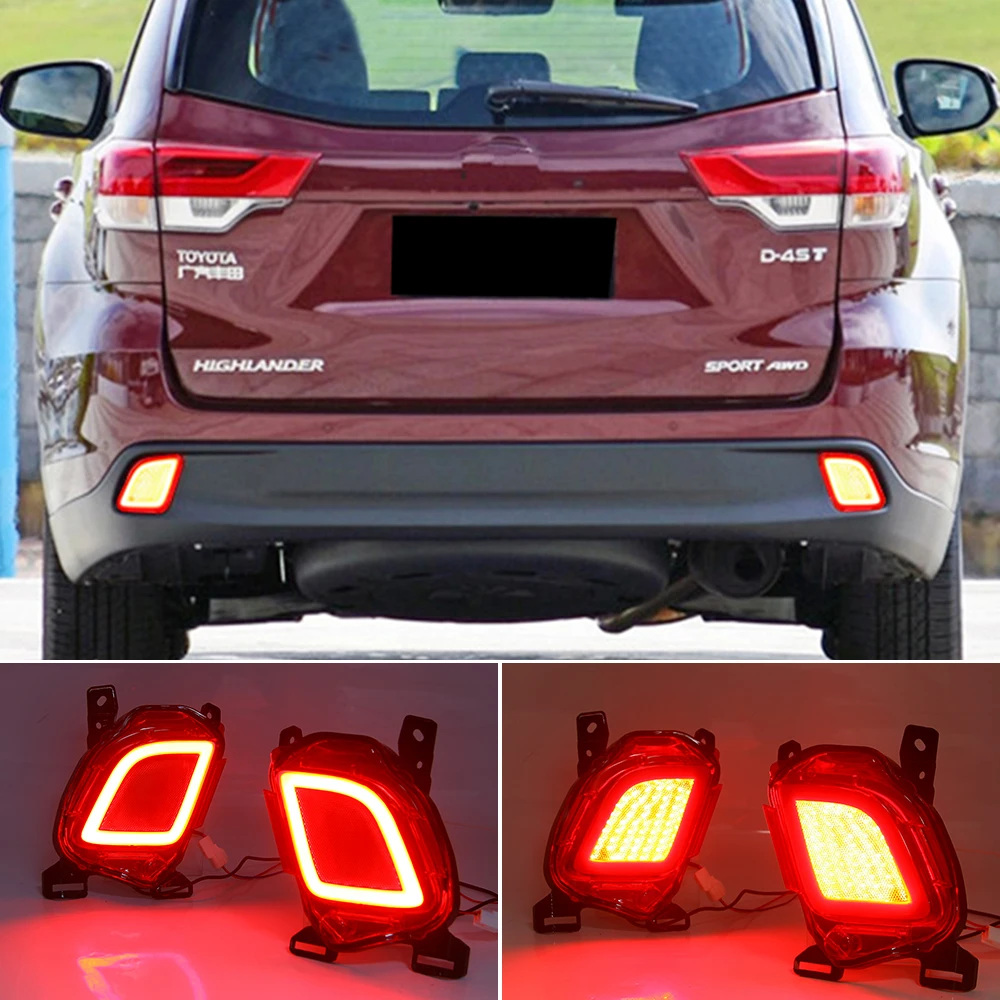 2PCS reflector For Toyota Highlander 2015 2016 2017 2018 2019 LED Rear ...