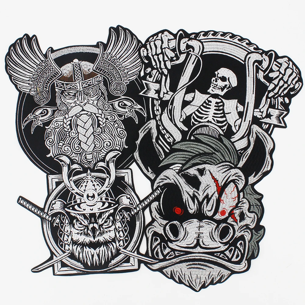 Helmet-Emblem-Fighter-Warrior-Badge-Embroidery-Iron-on-Patches ...