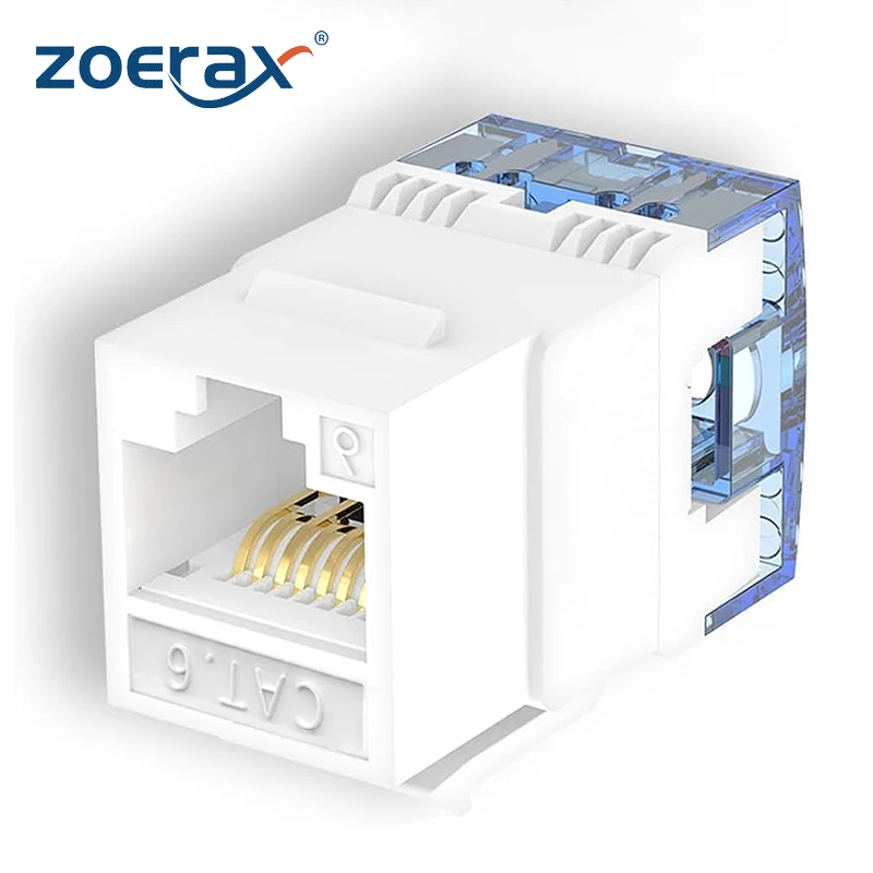 ZoeRax 10-Pack Cat5e Cat6 RJ45 Keystone Jacks Slim Profile, 180-Degree Ethernet Wall Jack Cat5e ...
