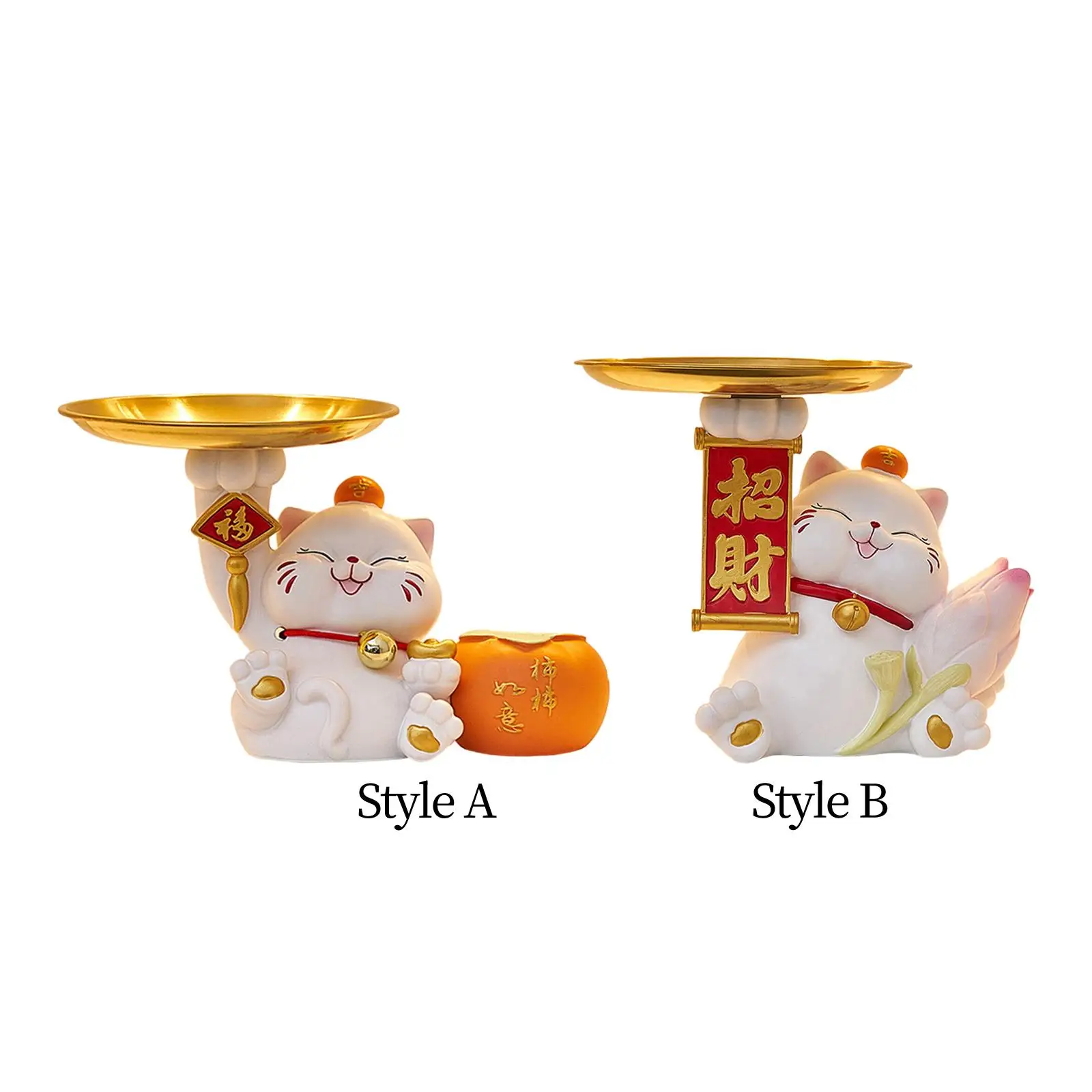 Chinese-Cat-Statue-Flower-Arrangement-with-Tray-Housewarming-Gift ...