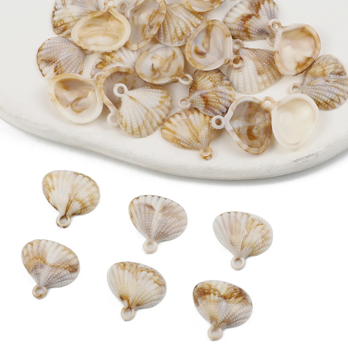 100-50pcs Synthesize Conch And Scallop Shells Acrylic Pendant Loose ...