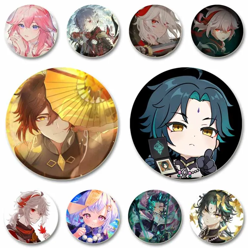 cartoon Character Lapel Pin, Game Figure Pins for Backpack, Zhongli ...