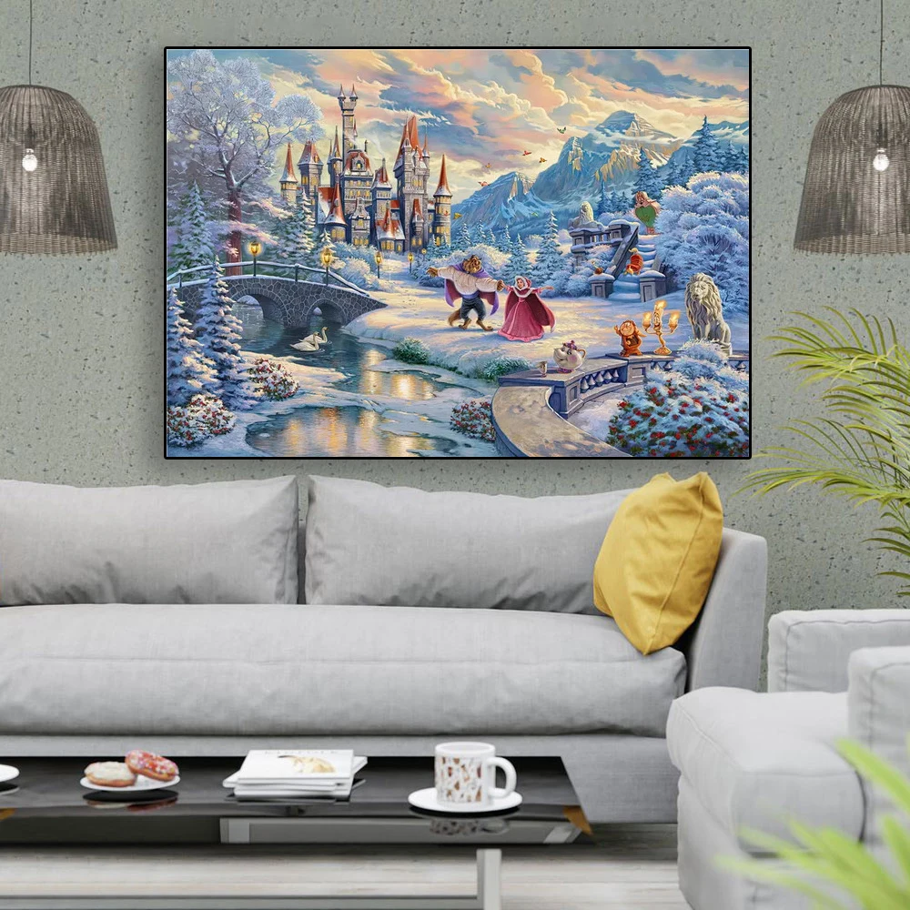 MINISO-Disney-Princess-Canvas-Painting-Disneyland-Castle-Nordic-Poster ...