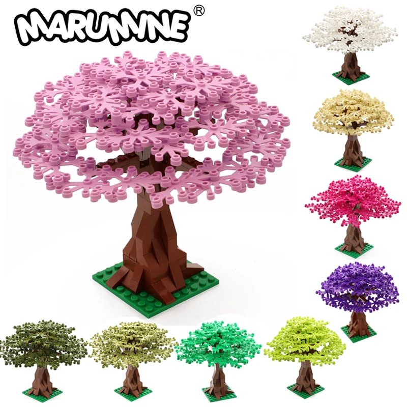 Marumine Building Bricks 102PCS MOC Blocks Tree Set Jungle Grass Plants ...