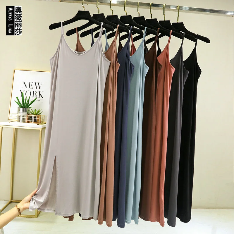 Sexy-Black-Full-Slip-Dress-Women-Summer-Plus-Size-Modal-Petticoat ...