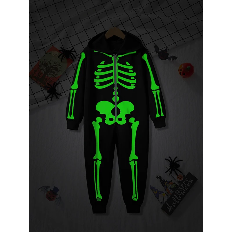 Mono-con-estampado-de-calavera-con-luz-nocturna-para-ni-o-y-ni-a-ropa ...