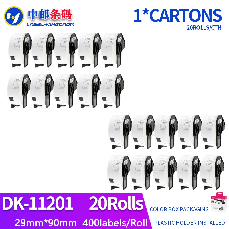 20-Rolls-Compatible-DK-11201-Label-29mm-90mm-400Pcs-for-Brother-Thermal ...