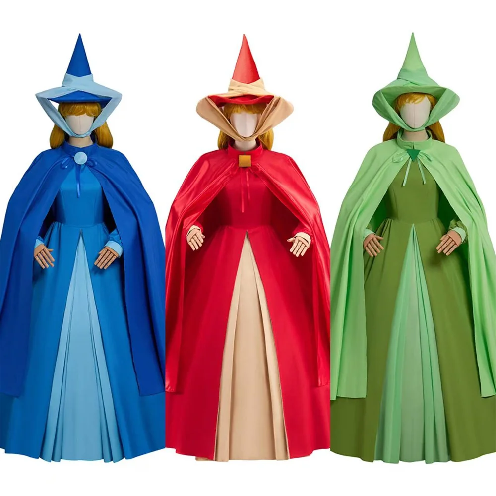 Princess Aurora Cosplay Costume Women Luxury Fancy Red Blue Green Stage ...