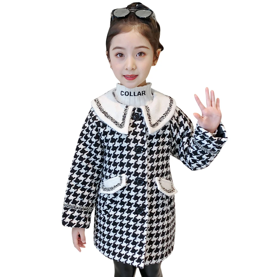 Girls Long Jackets Plaid Pattern Girl Coat Jacket Thick Warm Jacket For ...