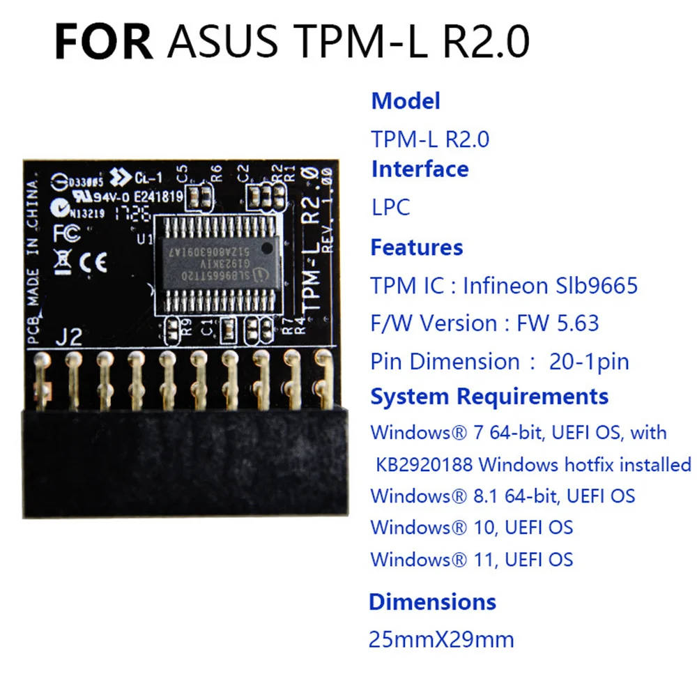 20-1Pin-TPM-2-0-Module-Trusted-Platform-Module-LPC-Interface-For-ASUS ...