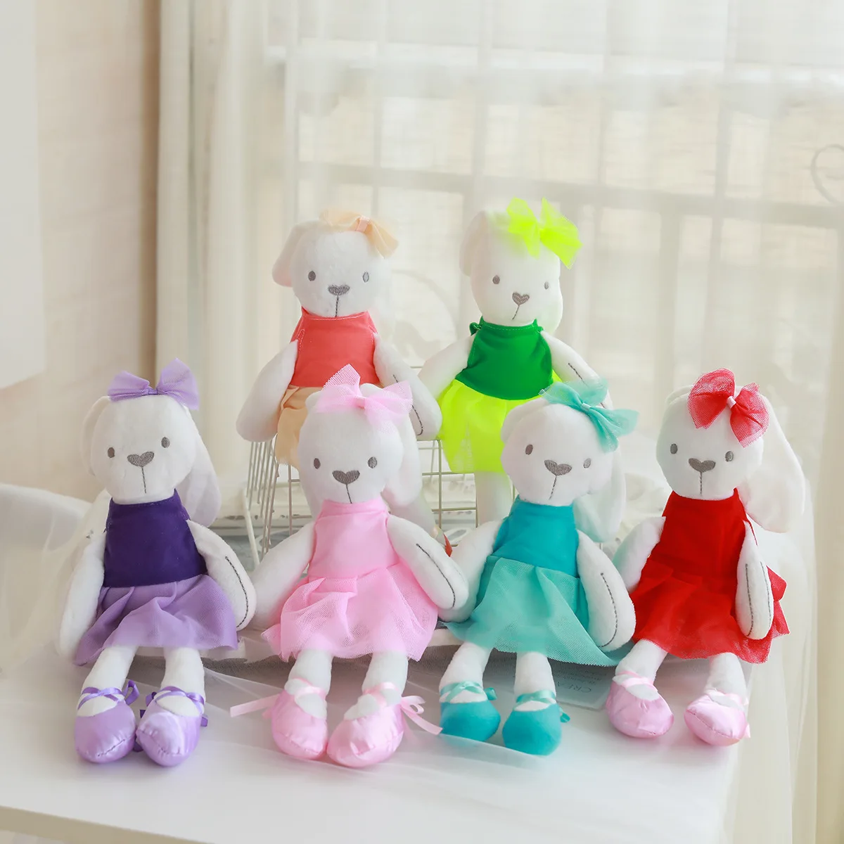 1pc-42cm-cute-rabbit-wear-cloth-with-dress-plush-toy-stuffed-soft ...