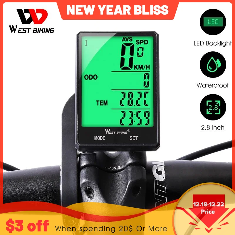 WEST-BIKING-2-8-Large-Screen-Bicycle-Computer-Wireless-Wired-Bike ...