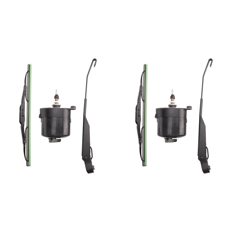 2X-12V-Universal-Windscreen-Wiper-Motor-With-Arm-And-Blade-For-Willys ...